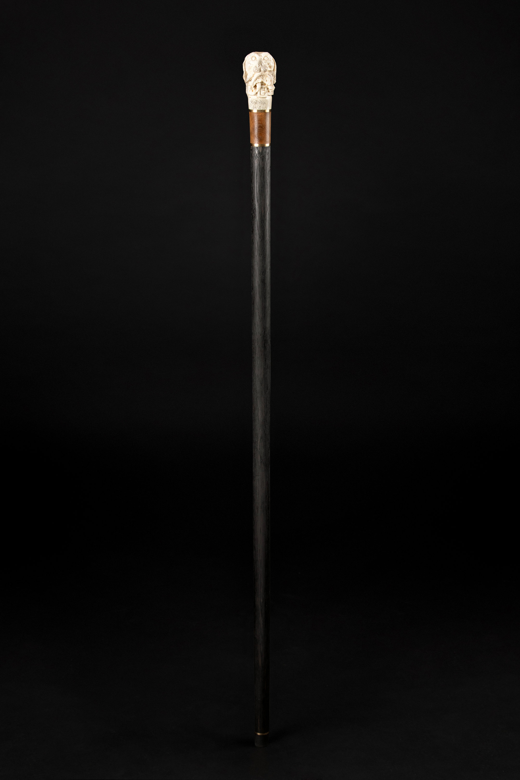 Walking Cane Bone Dog Hand Carved Bone Cane Knob, Signed by Artist ...