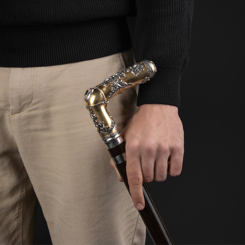 Antique Fancy Walking Stick Top Oak Shaft Presentation - Etsy