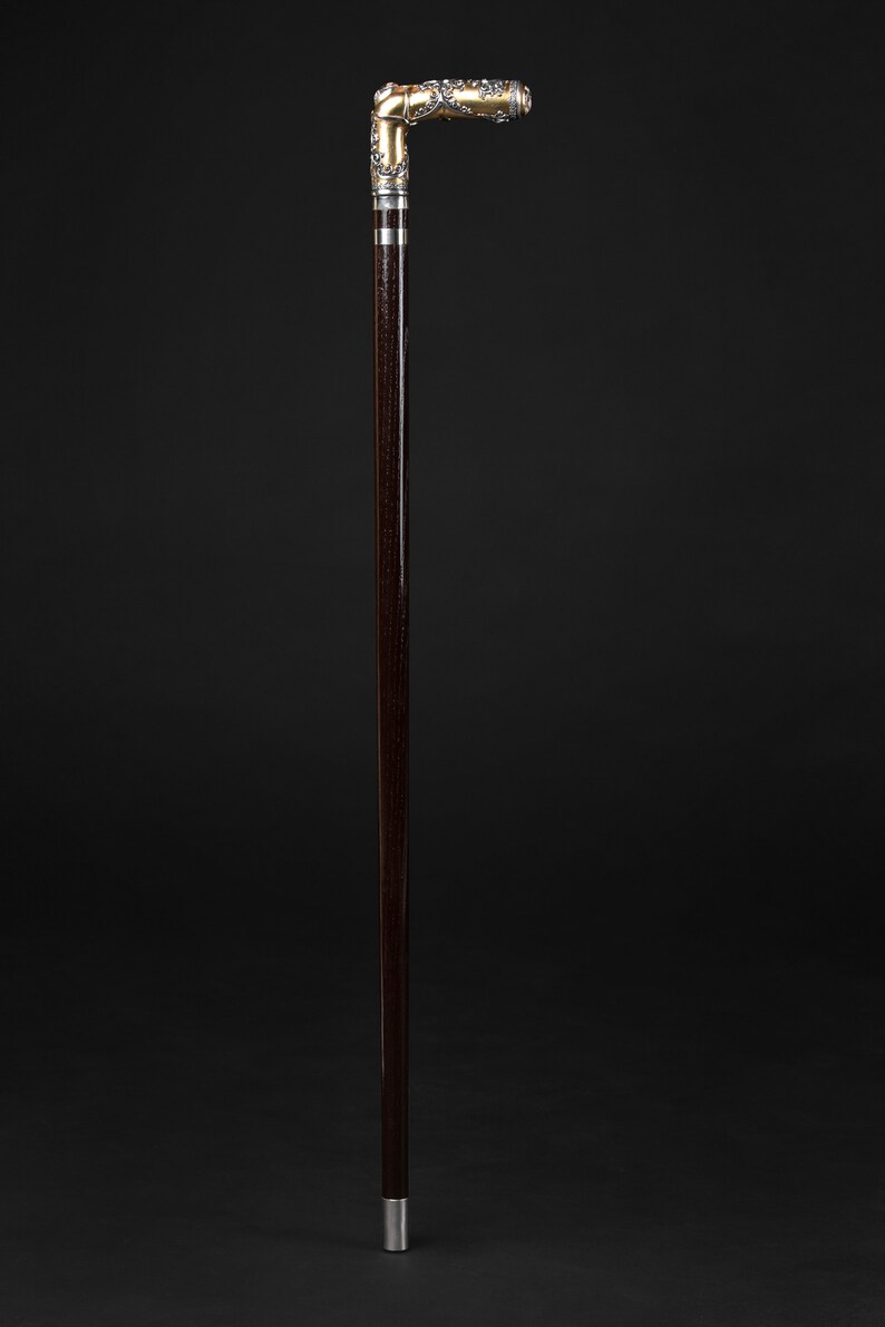 Antique Fancy Walking Stick Top Oak Shaft Presentation - Etsy