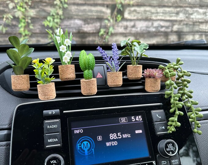 Car Air Freshener Succulent Cork Vent Clip Car Accessories Car ...