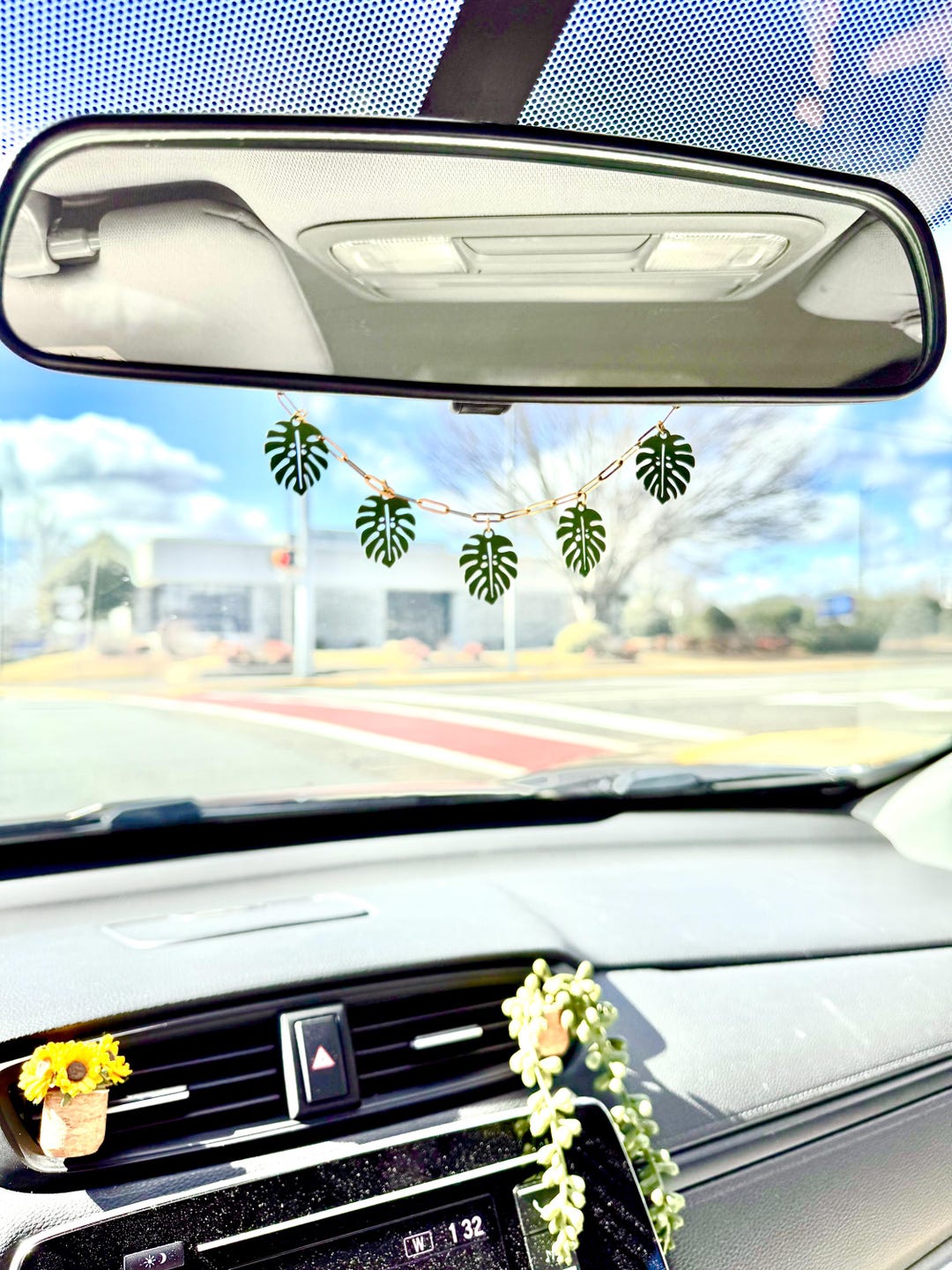 MONSTERA CAR CHARM | Rear View Mirror Hanger | Car Accessories | Rear ...