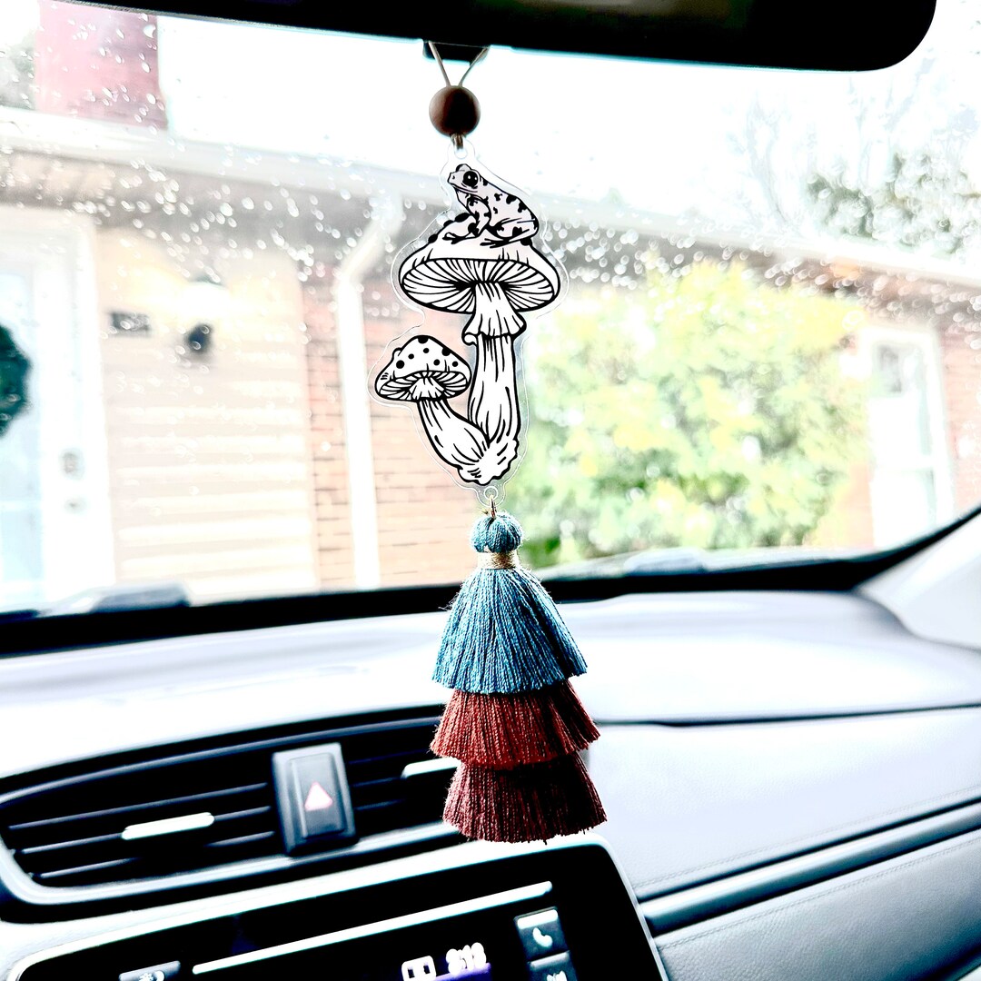 FROG ON MUSHROOM Car Charm | Rear View Mirror Charm | Car Accessories ...