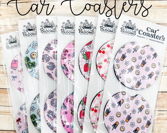 CAR COASTERS | Set of 2 Car Neoprene Coasters | Cute Car Accessories ...