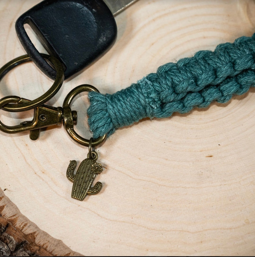 CACTUS MACRAME WRISTLET Keyring, Cactus Keychain, Key Wrist Strap Key ...