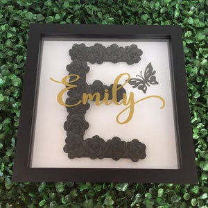 Initial Flower Shadow Box Personalised Flower Frame | Etsy