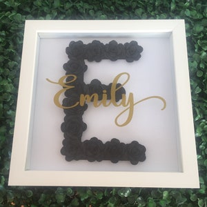 Initial Flower Shadow Box Personalised Flower Frame | Etsy