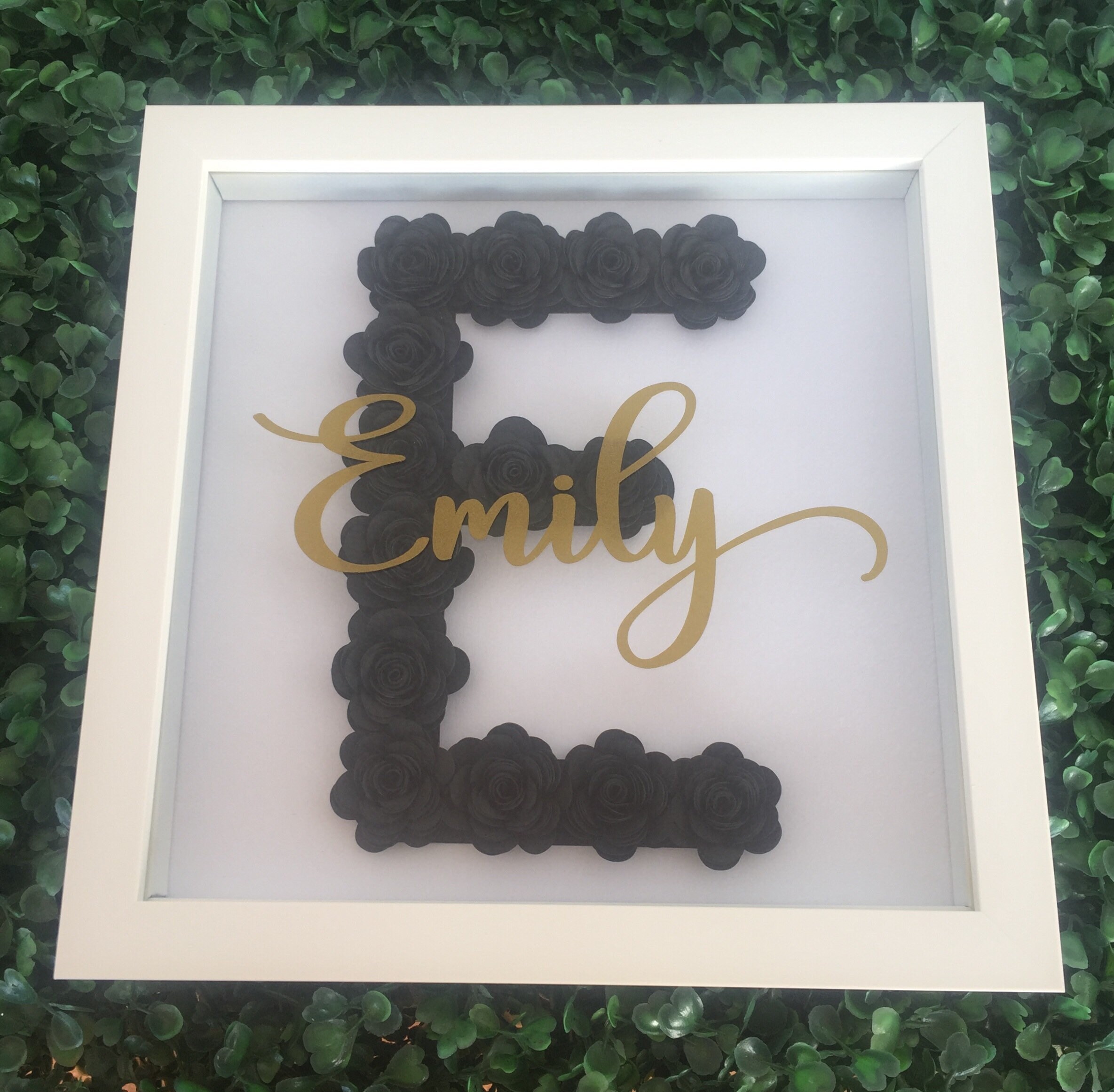 Initial Flower Shadow Box Personalised Flower Frame | Etsy