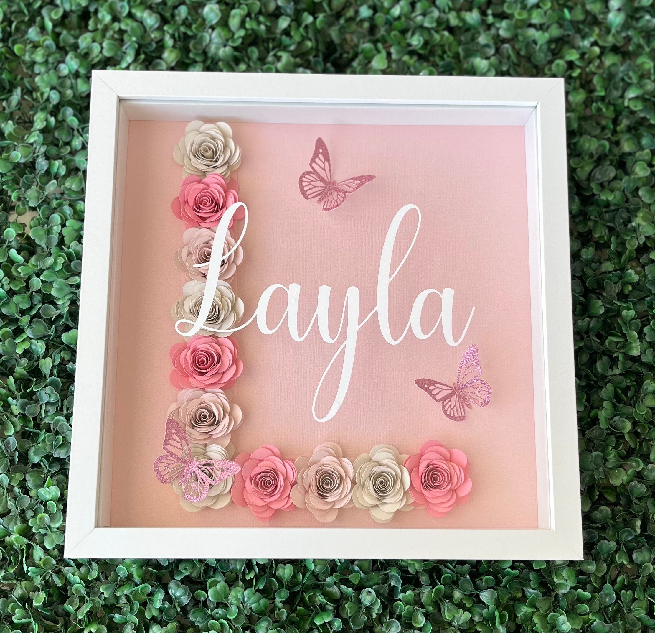 Initial Flower Shadow Box Personalised Flower Frame - Etsy Australia