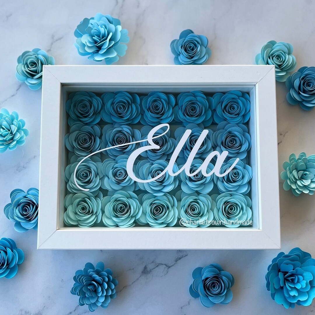 Personalised Flower Shadow Box | Personalised Shadow Box Frame | Rose ...