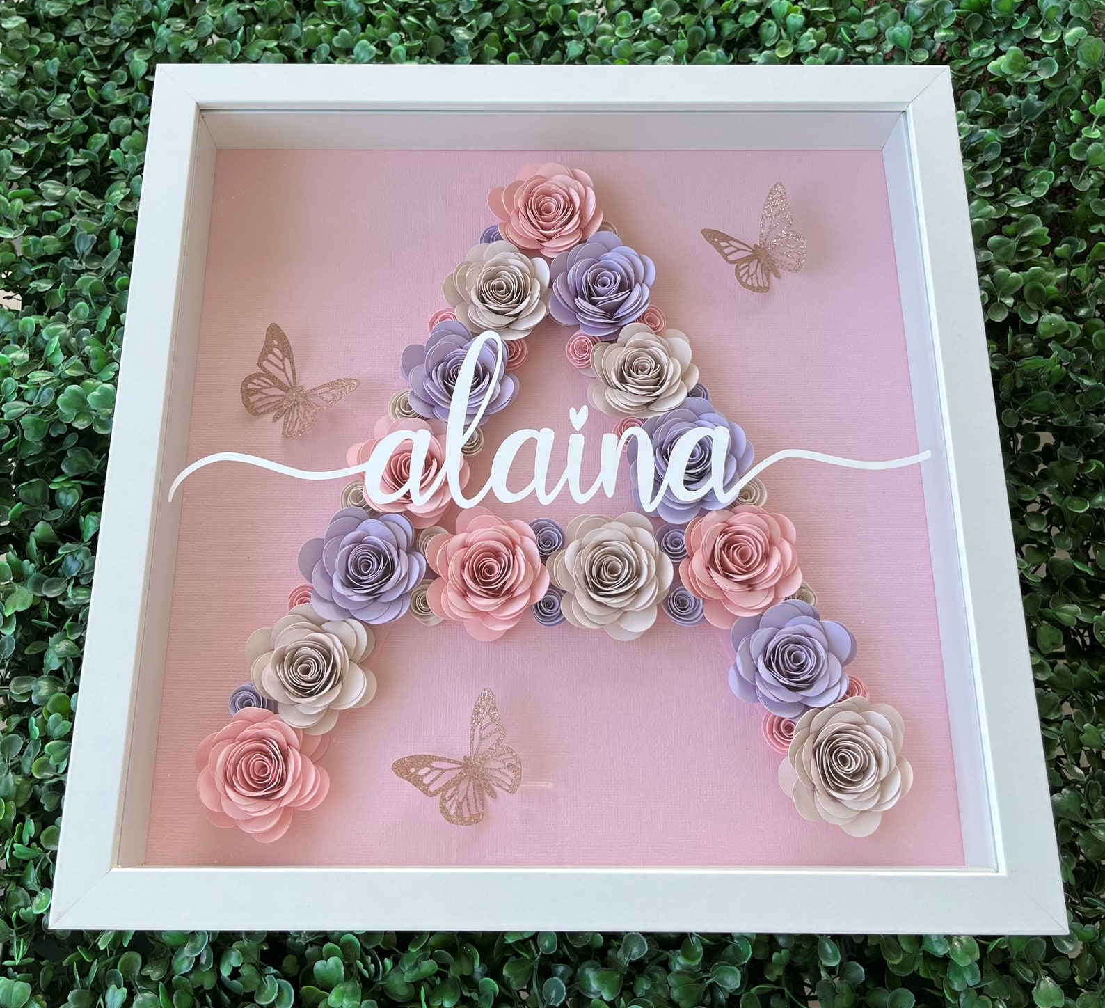 Initial Flower Shadow Box Personalised Flower Frame - Etsy Australia
