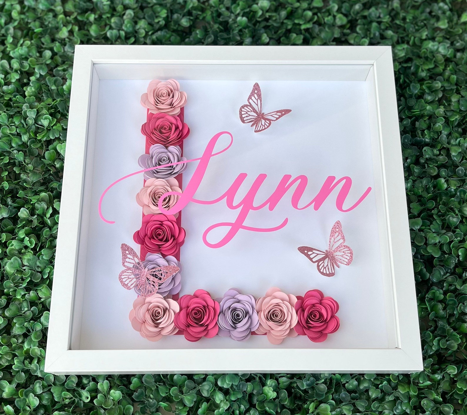 Initial Flower Shadow Box Personalised Flower Frame - Etsy Australia
