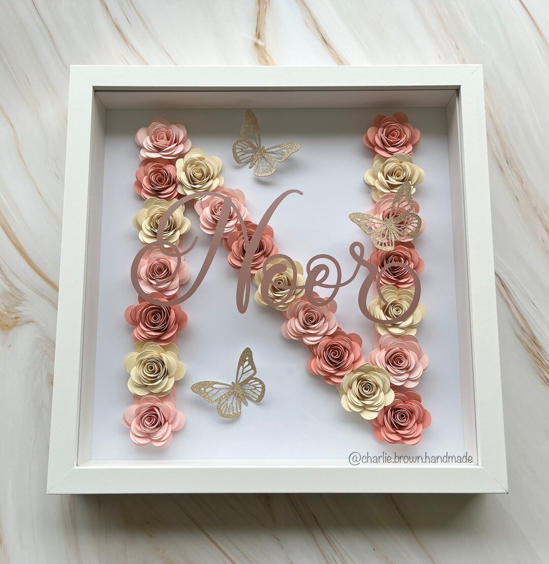 Initial Flower Shadow Box Personalised Flower Frame - Etsy Australia