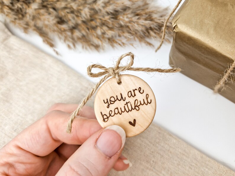 Personalised Wooden Token With Bow, Small Round Keepsake for Friend ...