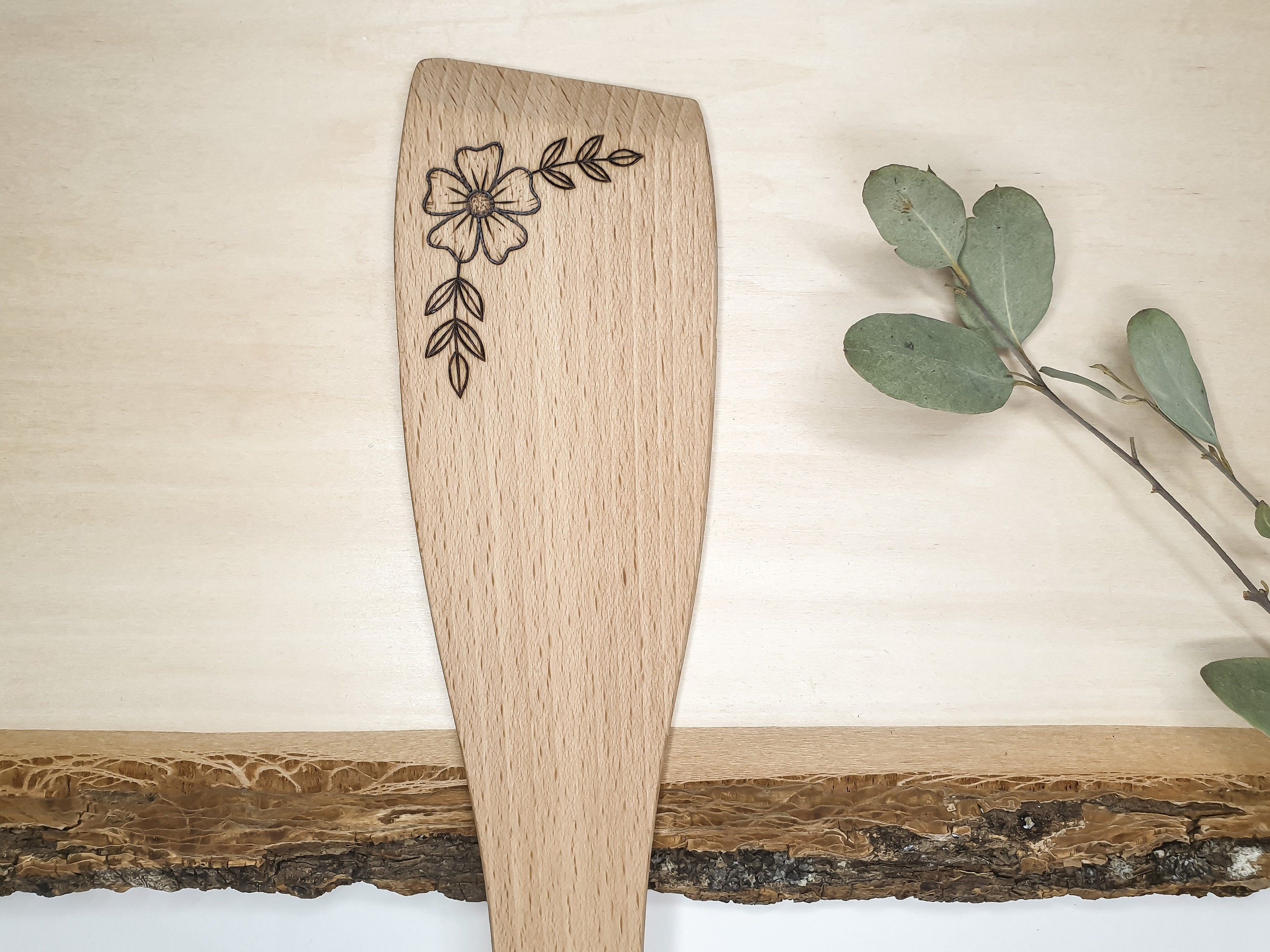 Floral Wooden Spoon Spatula Hand-burned Pyrography Natural - Etsy UK