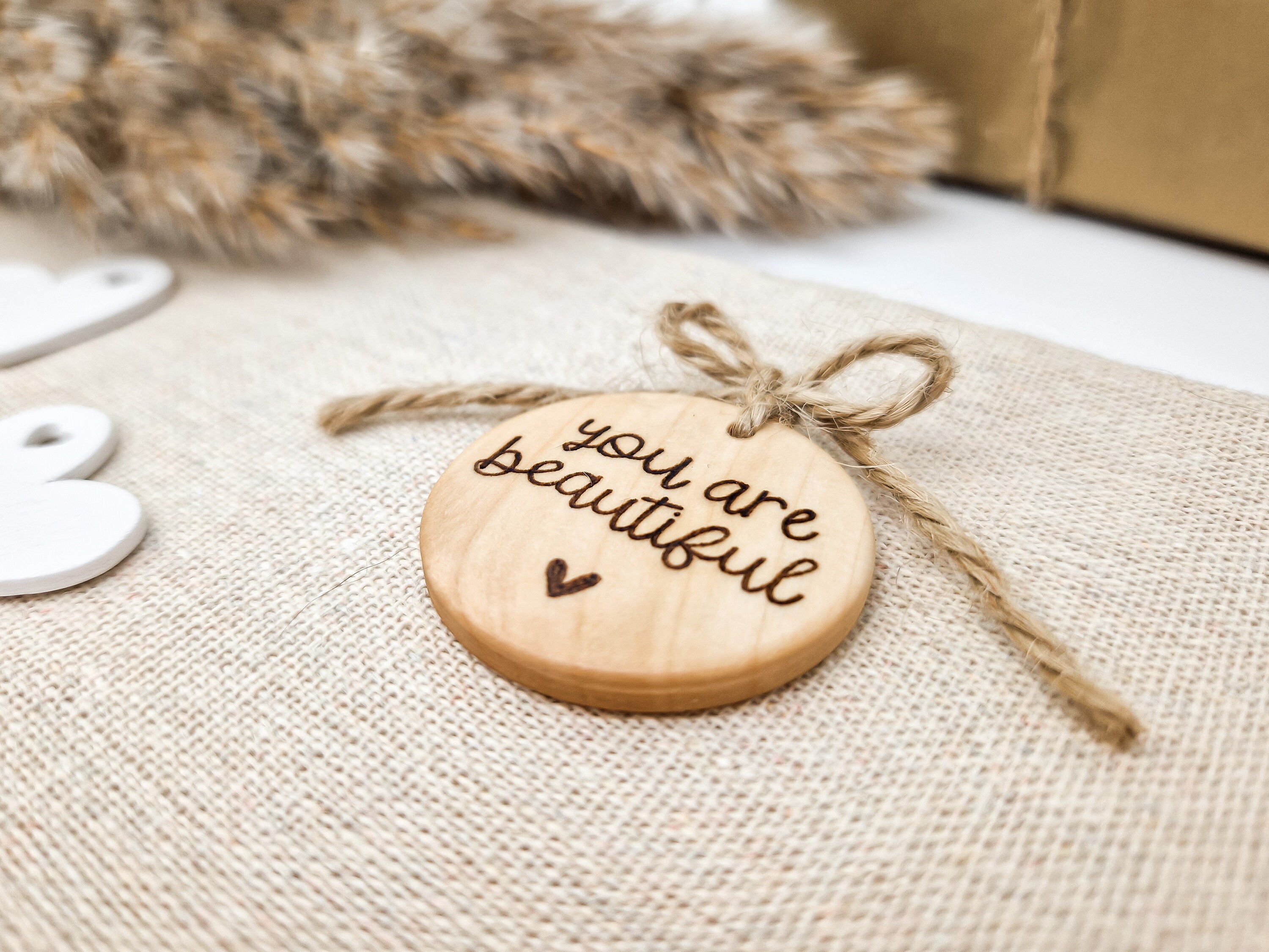 Personalised Wooden Token With Bow, Small Round Keepsake for Friend ...