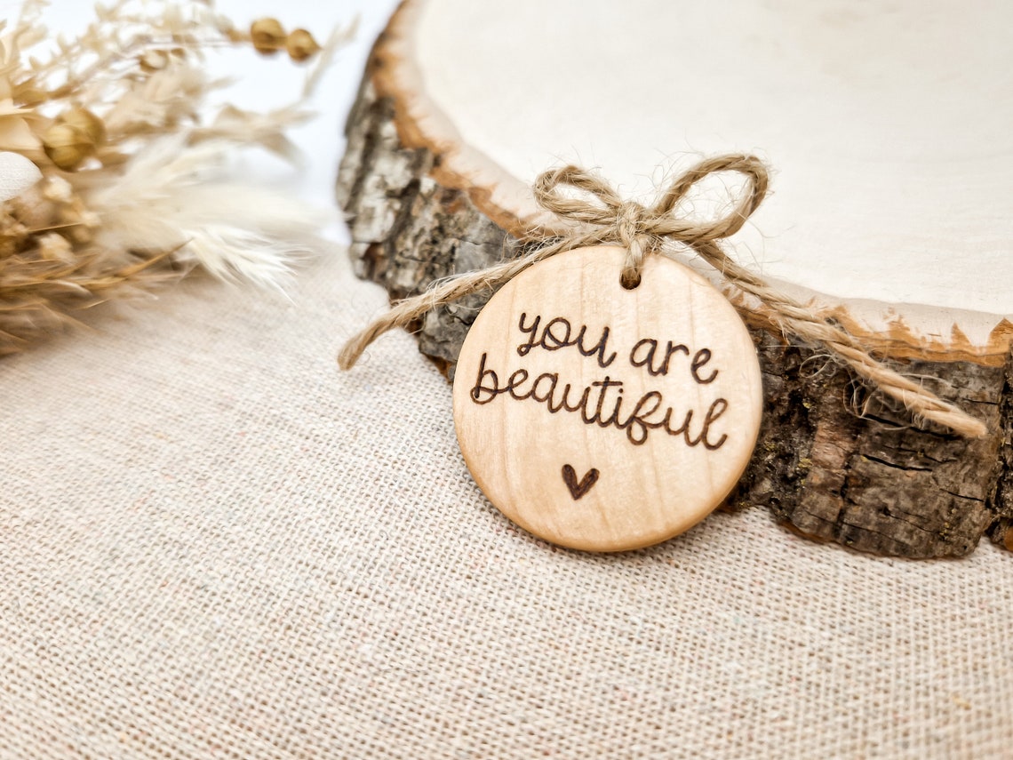 Personalised Wooden Token With Bow Small Round Keepsake for - Etsy UK