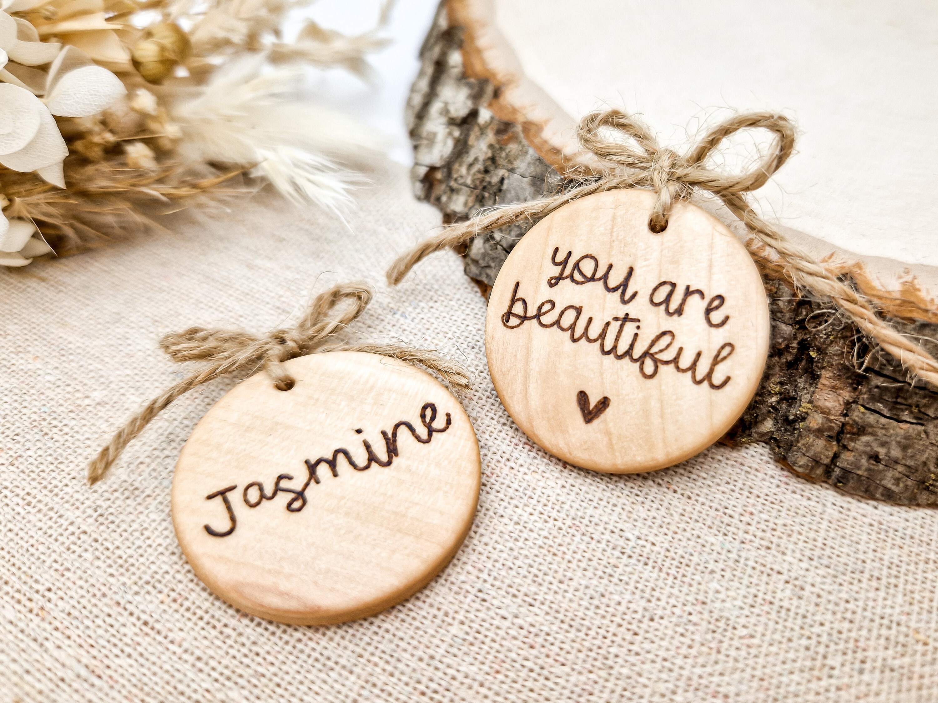 Personalised Wooden Token With Bow Small Round Keepsake for - Etsy UK