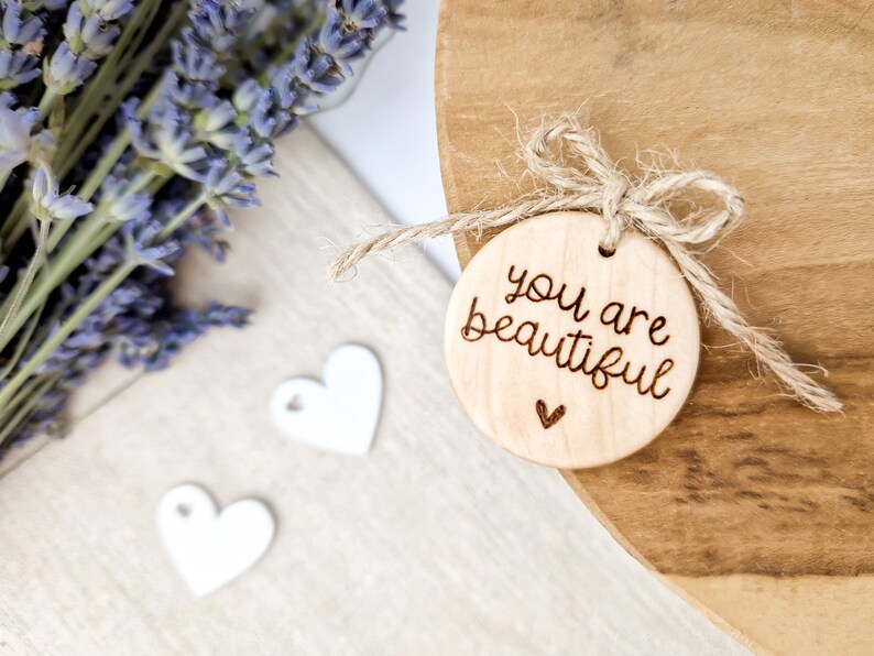 Personalised Wooden Token With Bow, Small Round Keepsake for Friend ...