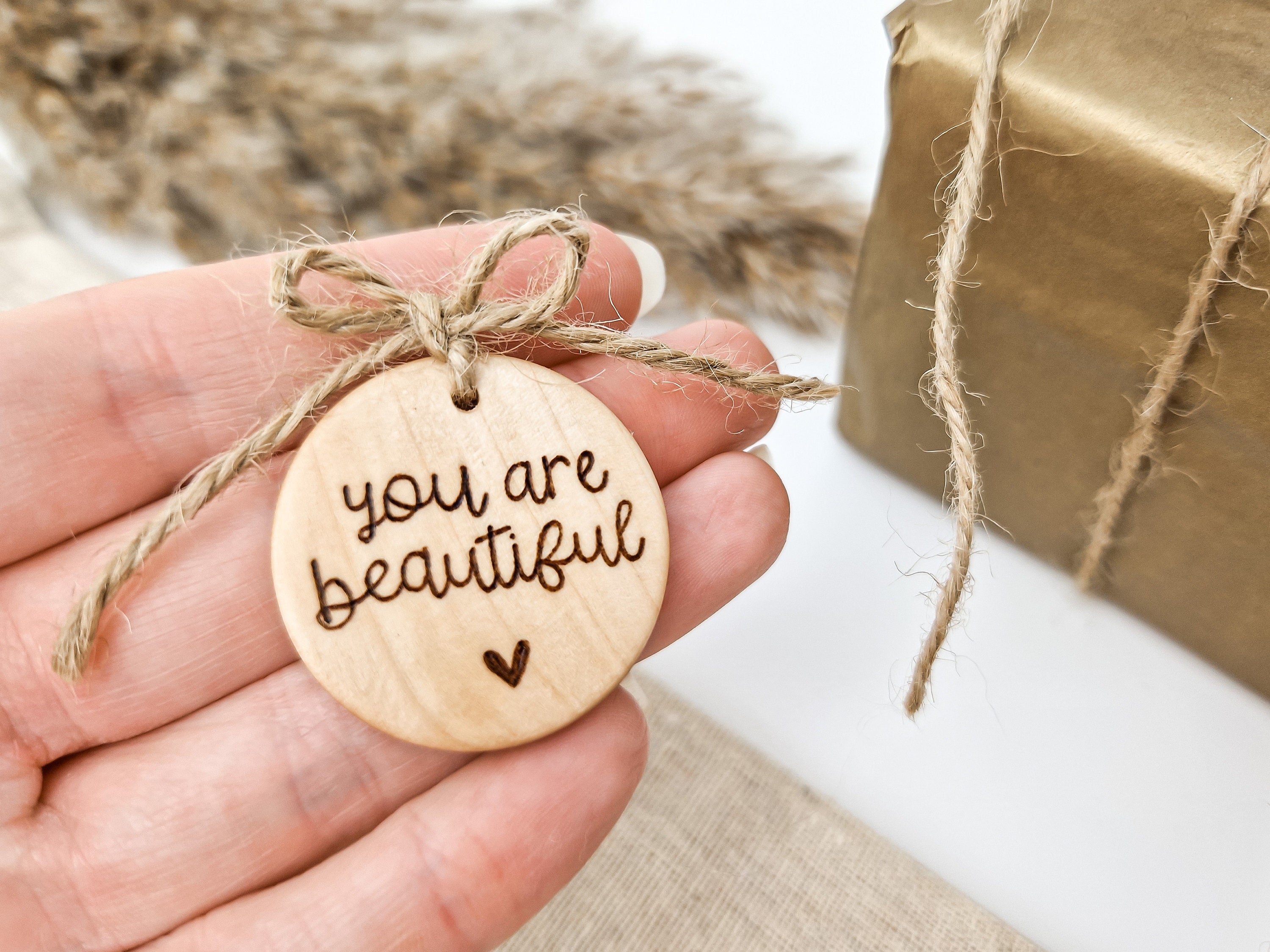 Personalised Wooden Token With Bow Small Round Keepsake for - Etsy UK