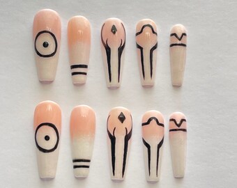 Sukuna Ombre Nails - Etsy