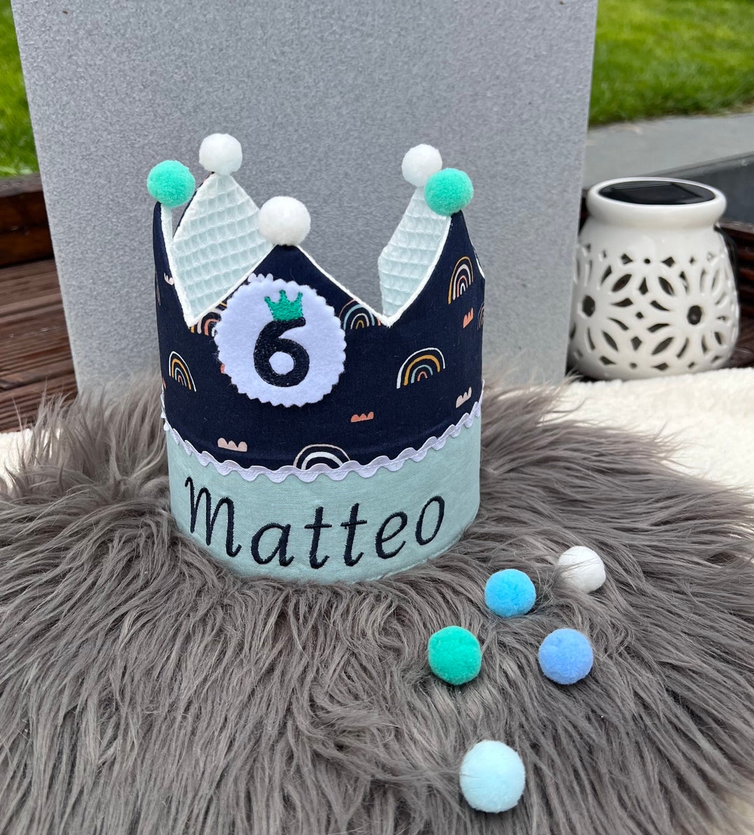 Rainbow Birthday Crown With Names and Numbers in High and Low Shapes - Etsy