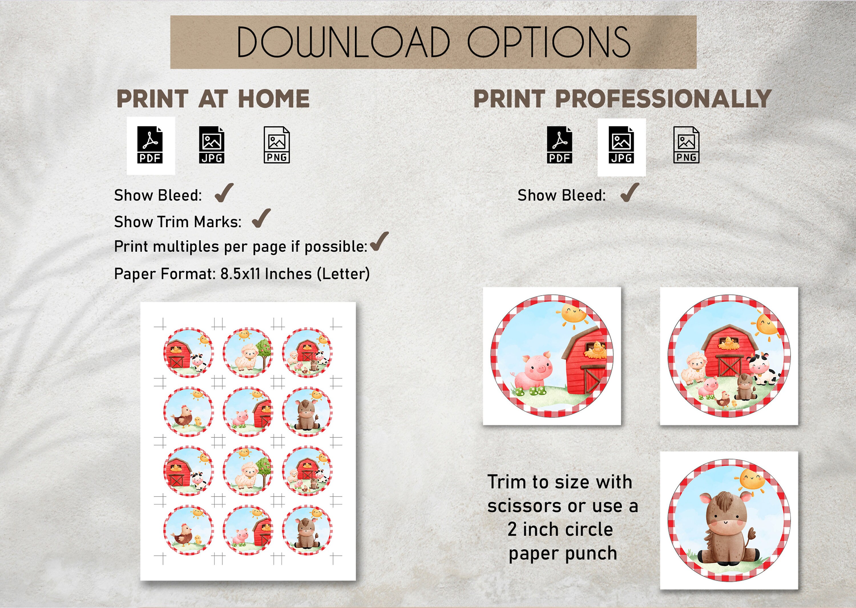 Barnyard Birthday Cupcake Toppers Favor Tags Farm Birthday - Etsy