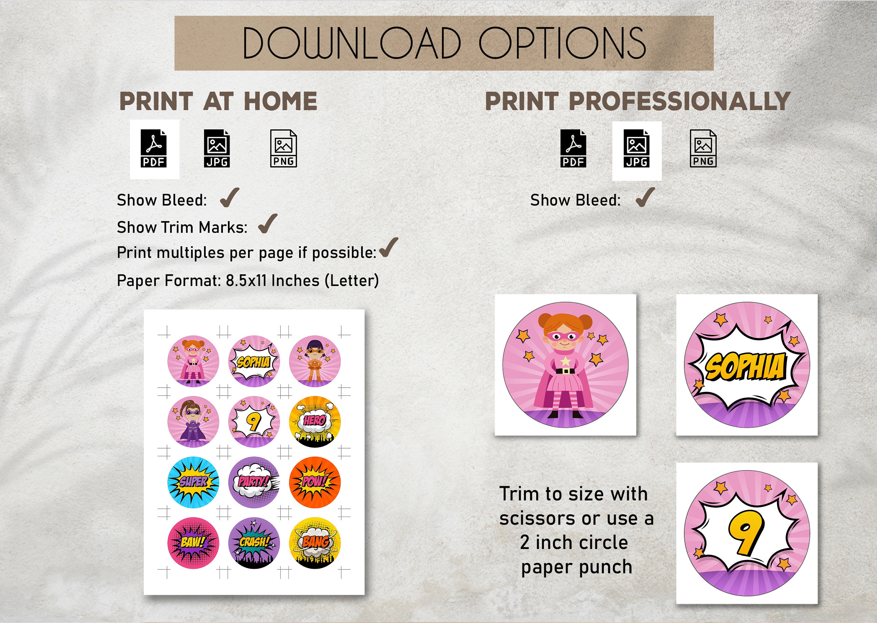 SUPERHERO GIRL Cupcake Toppers Template Printable Superhero Girl ...
