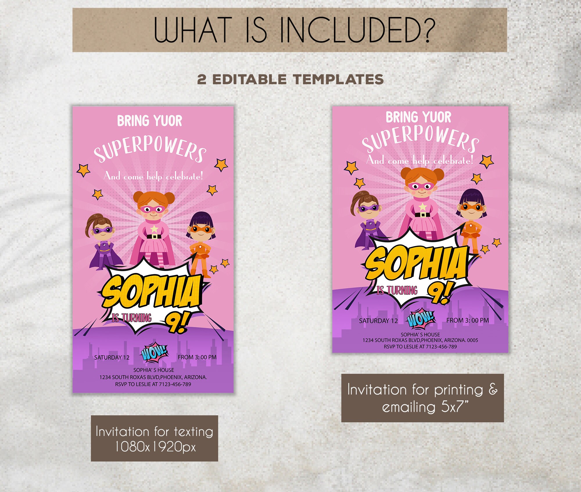 SUPERHERO GIRL INVITATION, Editable Girl Superhero Birthday Party ...