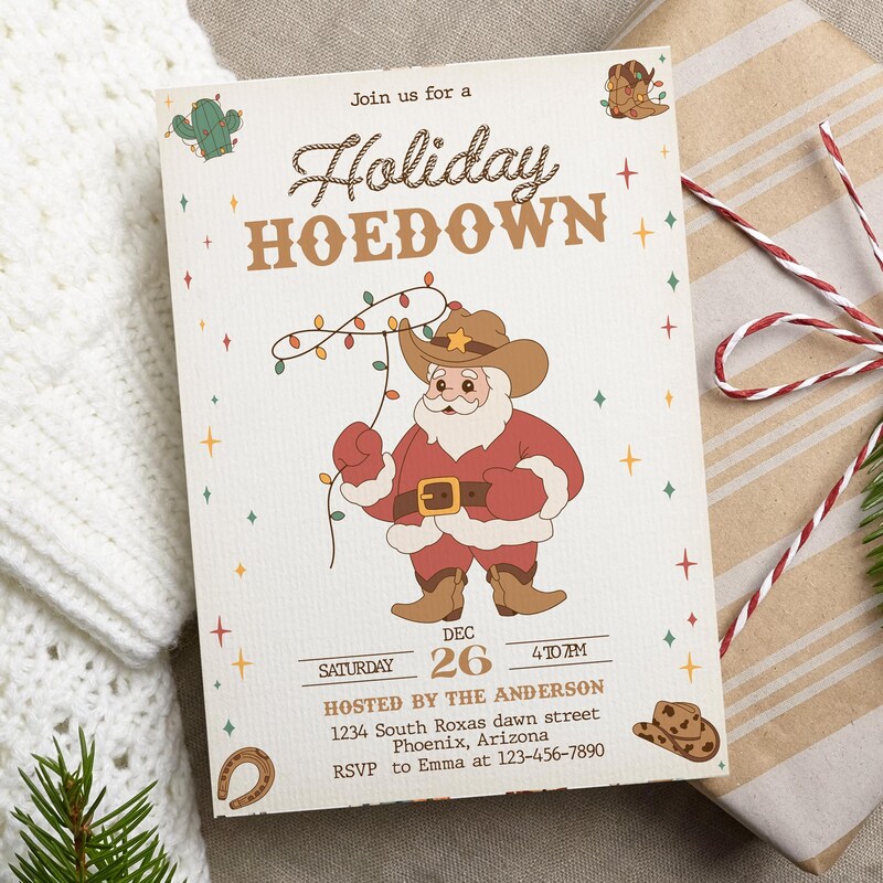 Country Western Christmas Invitation - Etsy
