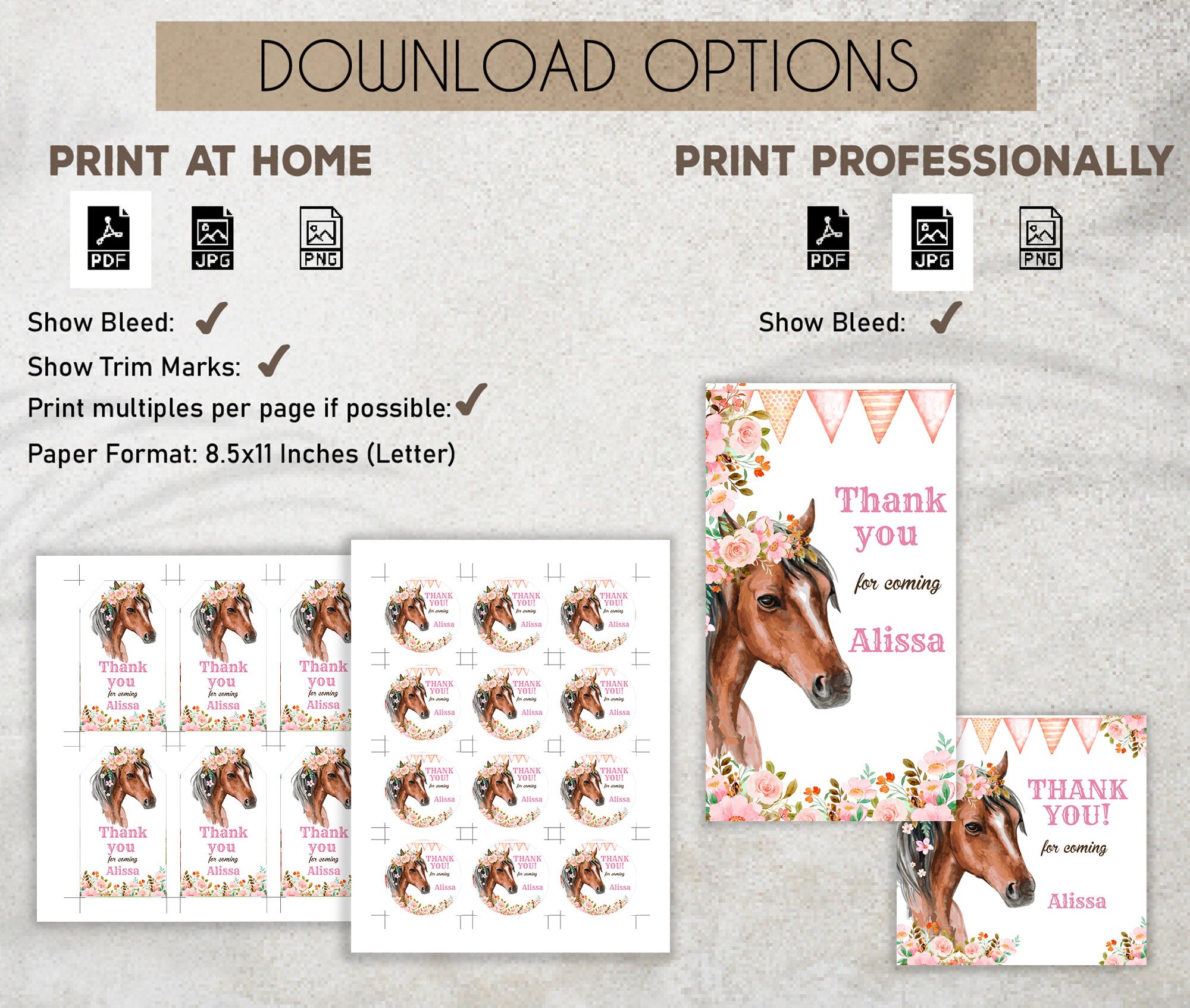 Editable Cowgirl Favor Tags Horse Birthday Party Favor Thank You ...