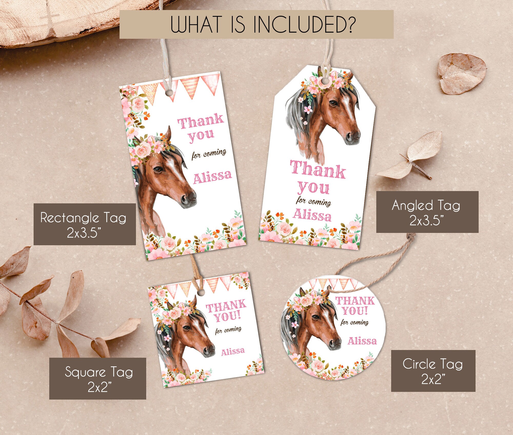 Editable Cowgirl Favor Tags Horse Birthday Party Favor Thank You ...
