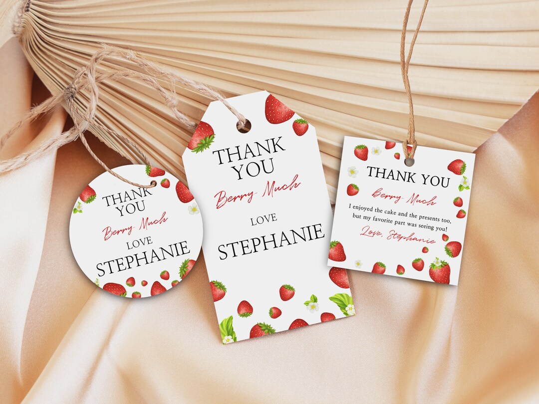 Editable Strawberry Birthday Favor Tag, Printable Strawberry Birthday ...