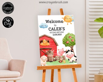 Editable Farm Birthday Welcome Sign, Printable, Barnyard Birthday ...