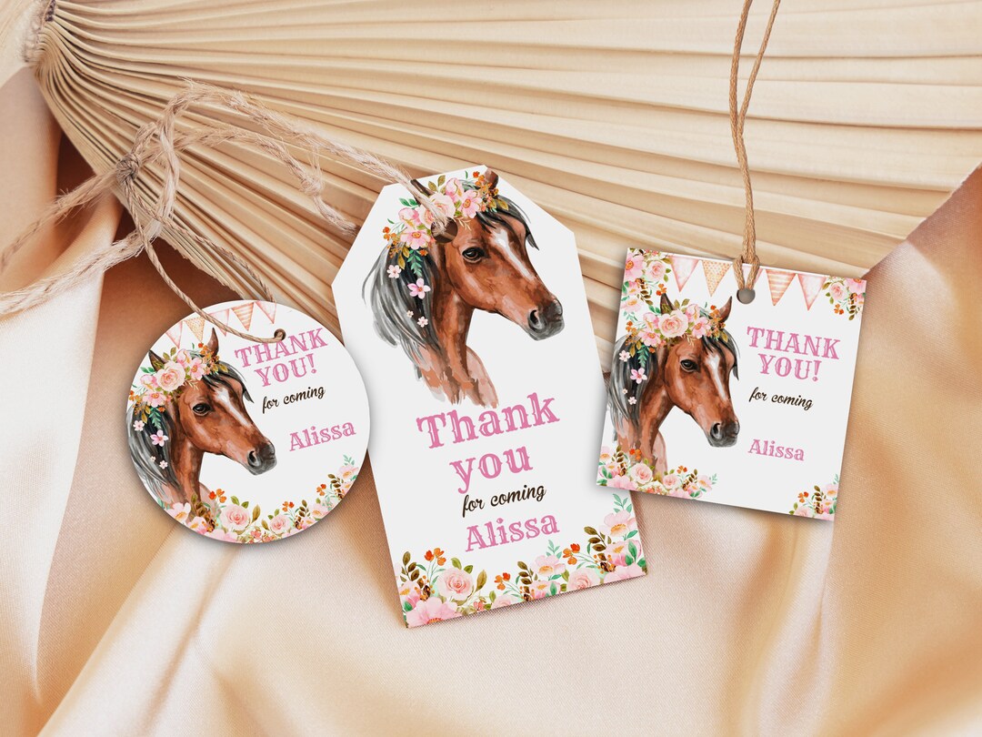 Editable Cowgirl Favor Tags Horse Birthday Party Favor Thank You ...