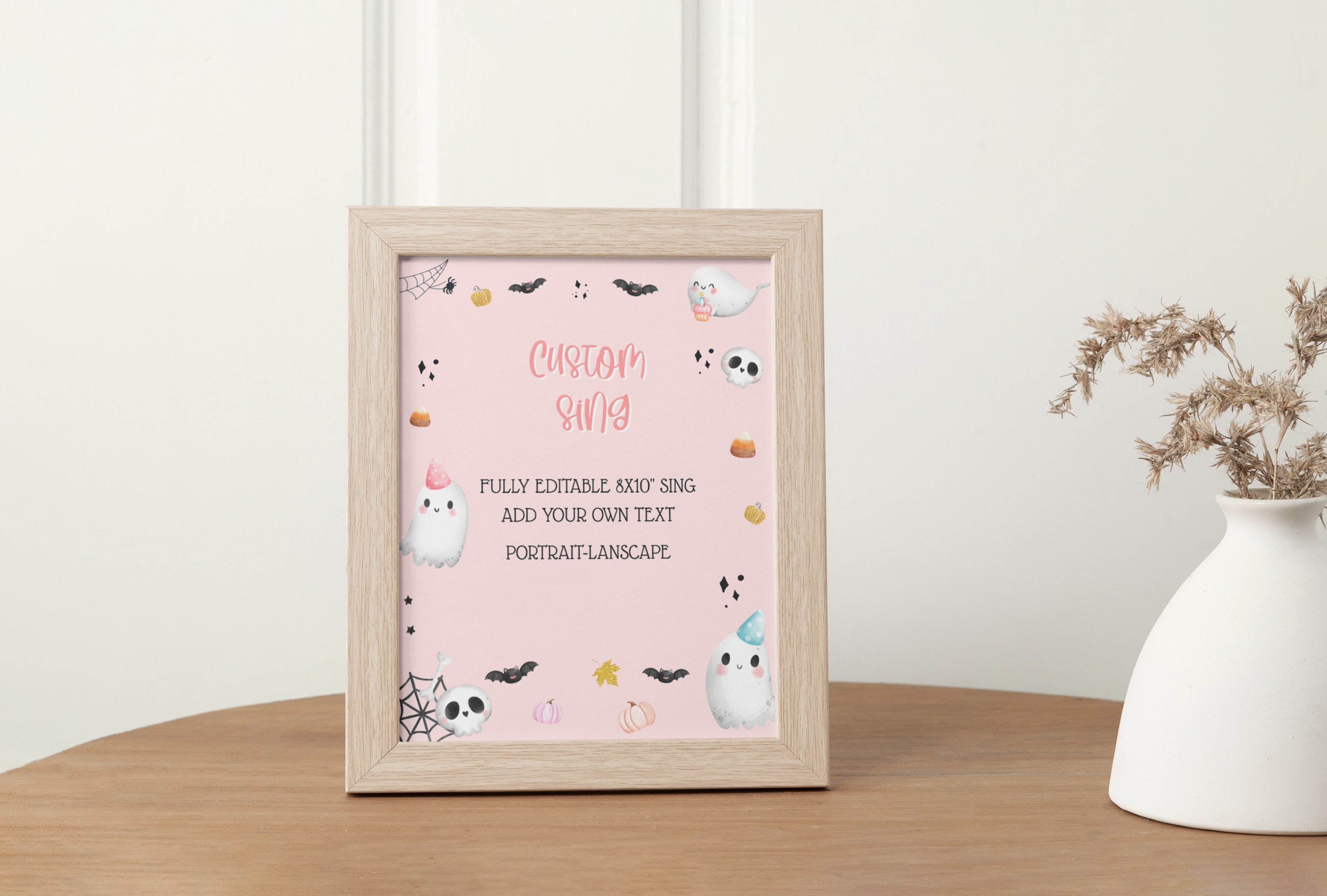 Editable Pink Halloween Ghost Monthly Banner Pink Ghost Spooky - Etsy