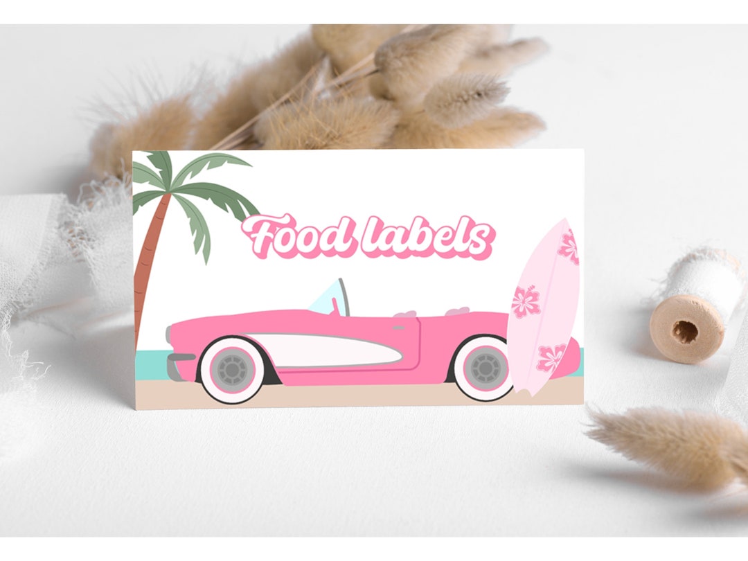 Editable Surf Food Labels Surfboard Birthday Place Card Tent - Etsy UK