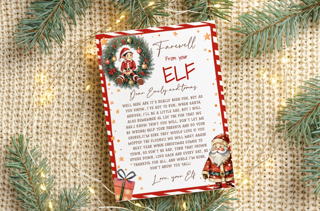 Editable Farewell From Your Elf Letter Departure Letter Christmas ...
