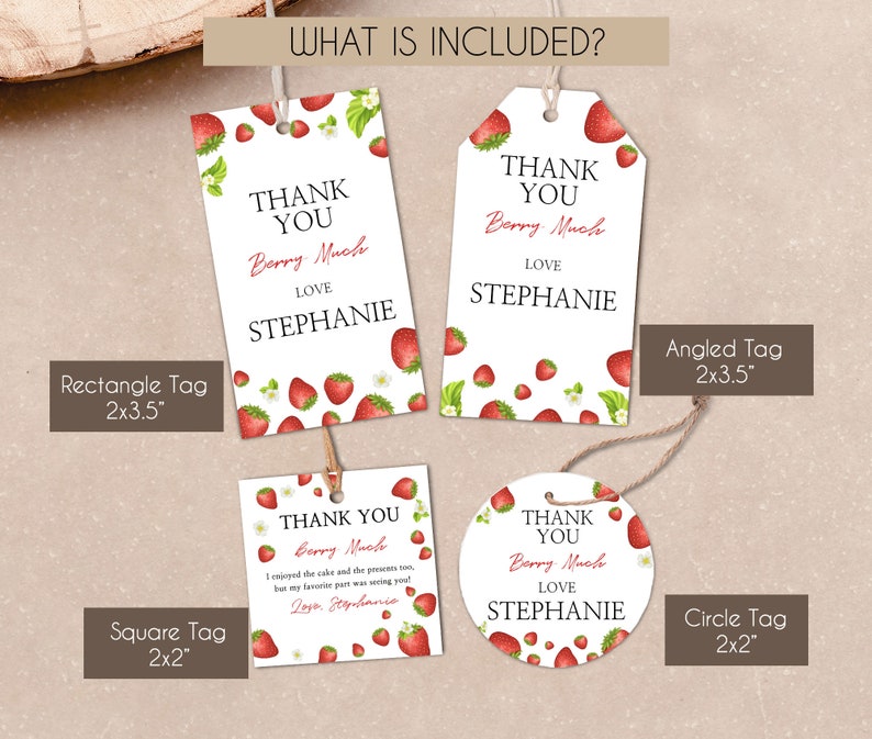 Editable Strawberry Birthday Favor Tag, Printable Strawberry Birthday ...