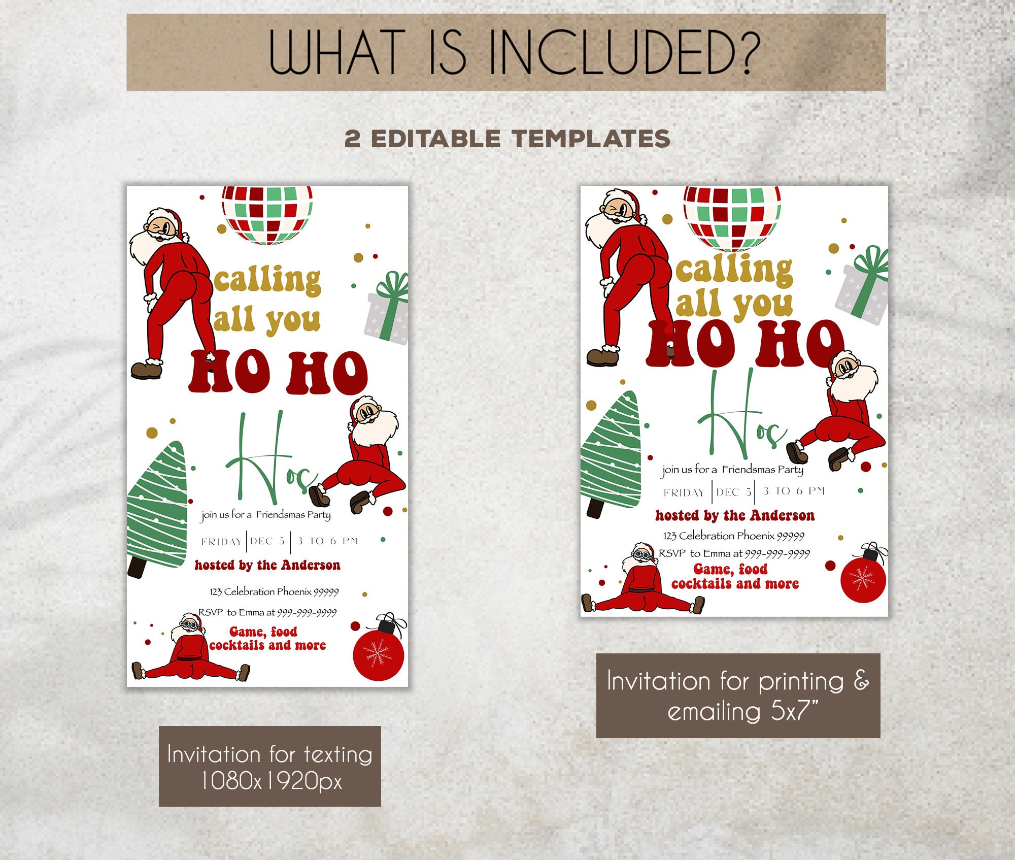 Friendsmas Funny Invitation Template, Editable Digital Christmas Invite ...