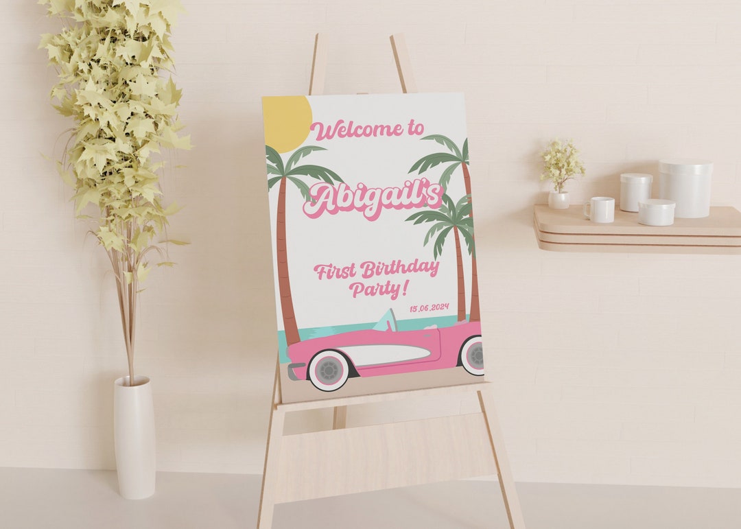 Editable Surf Birthday Welcome Sign Girl the Big One Birthday First ...