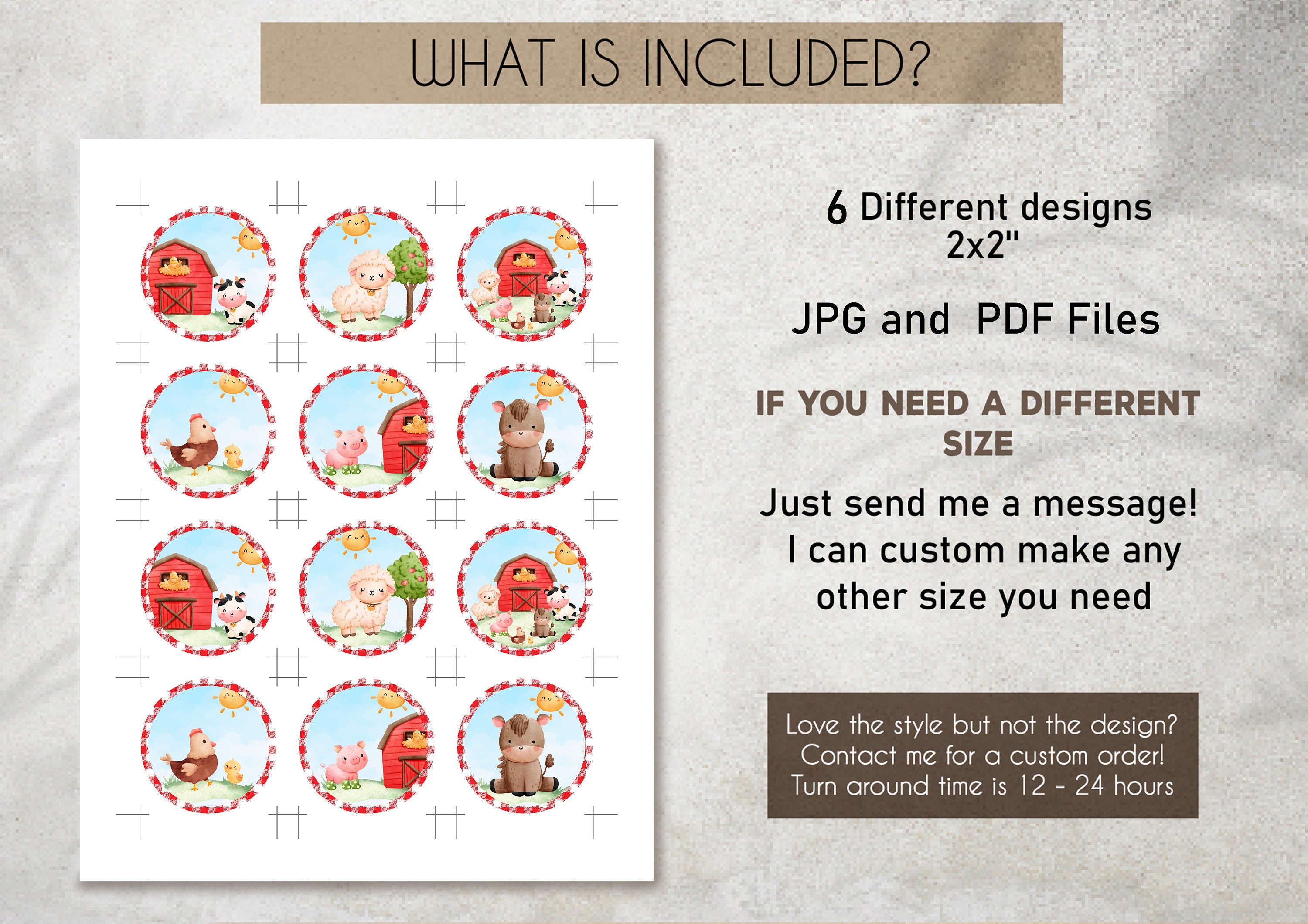 Barnyard Birthday Cupcake Toppers Favor Tags Farm Birthday - Etsy