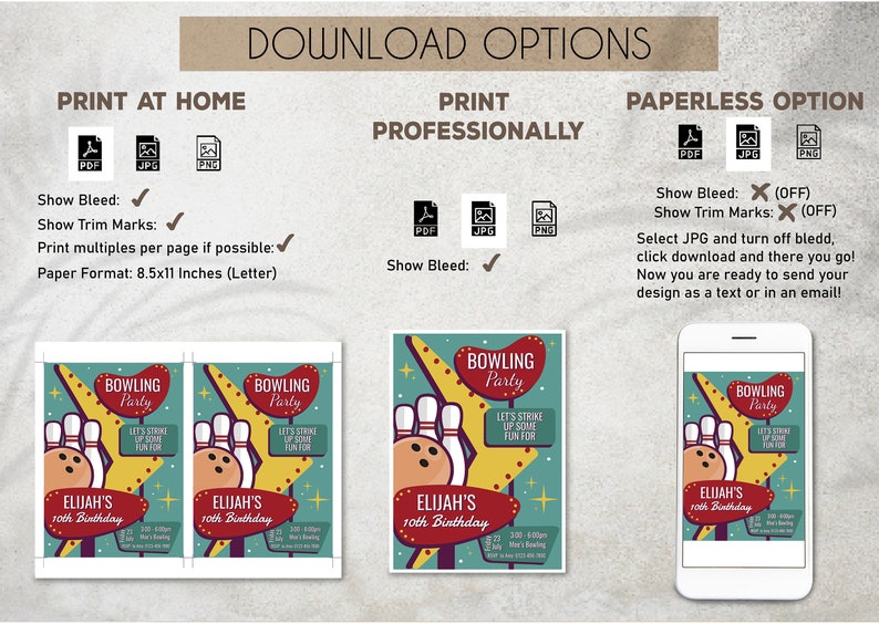 Editable Bowling Birthday Invitation Strike up Some Fun Boy - Etsy