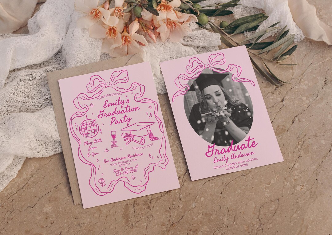 Hand Drawn Style Graduation Invitation Template, Senior Graduation ...