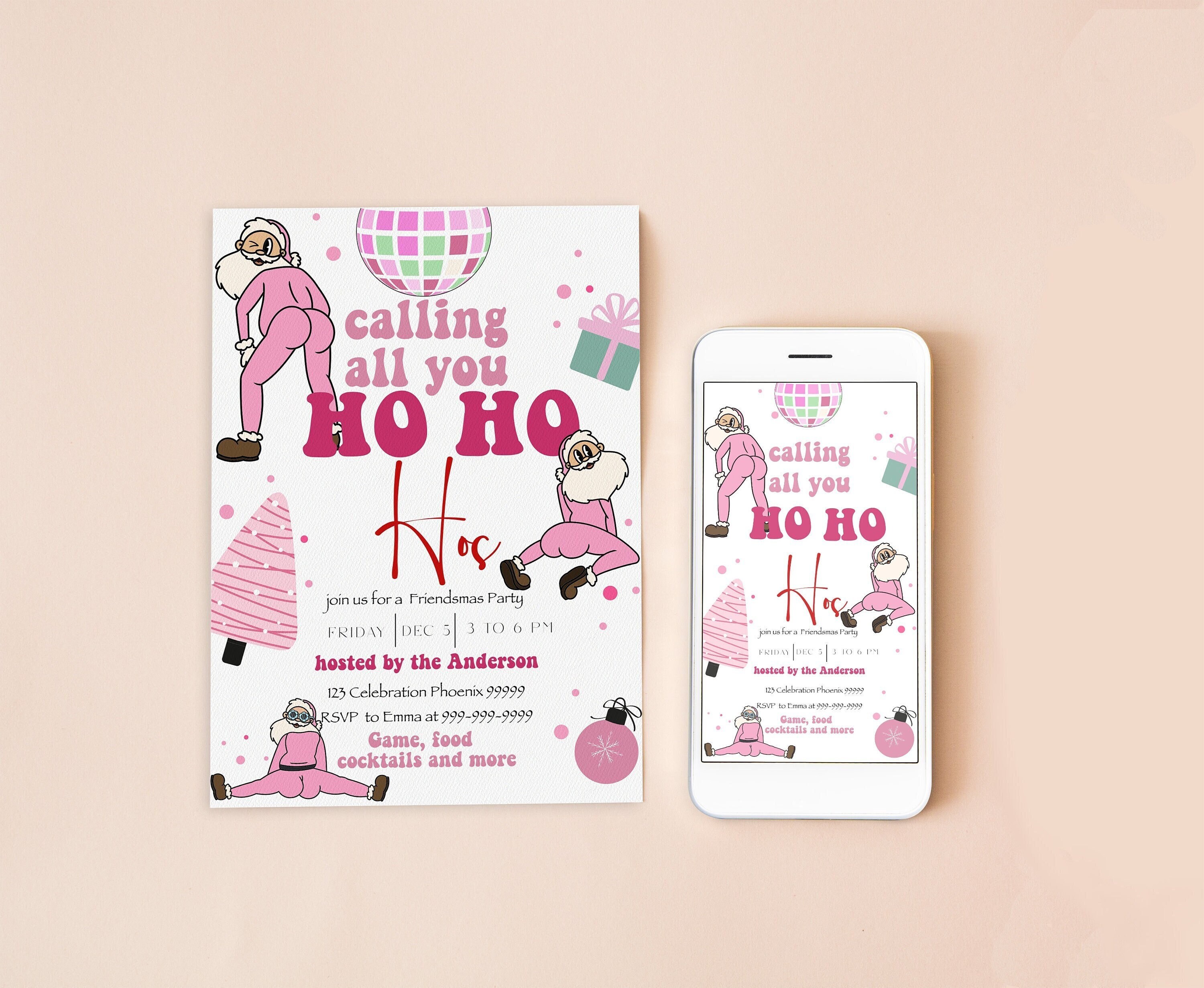 Friendsmas Funny Invitation Template, Editable Digital Christmas Invite ...