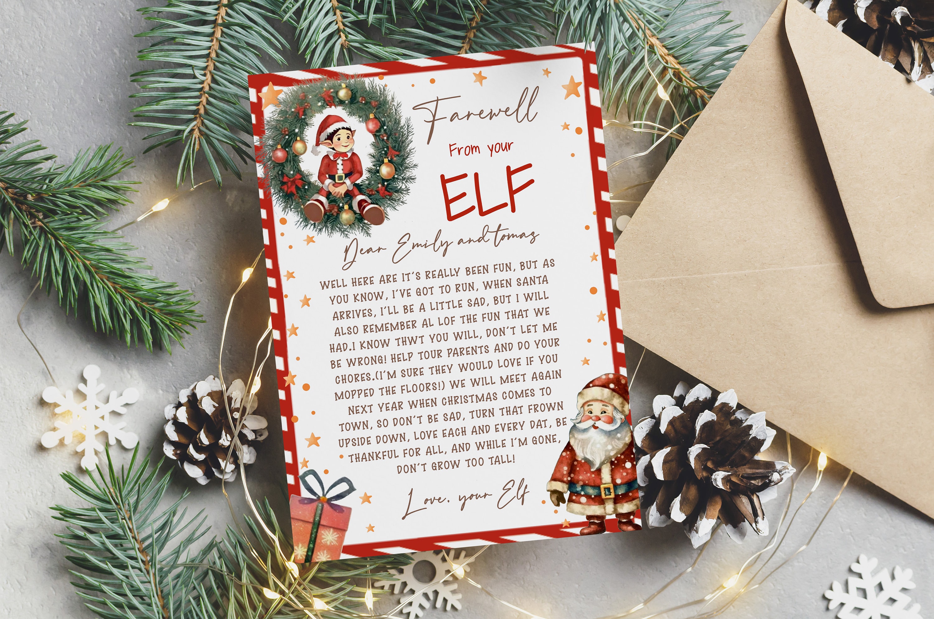 Editable Farewell From Your Elf Letter Departure Letter Christmas ...