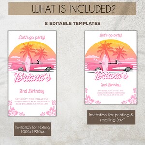 Retro Surf Birthday Invitation, Girl Birthday Invitation,sport Car ...