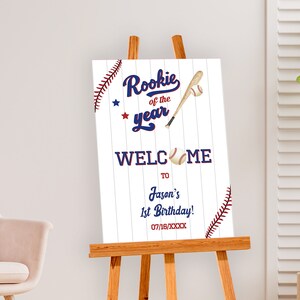 Rookie of the Year First Cake Topper, 1st Birthday Baseball Printable ...