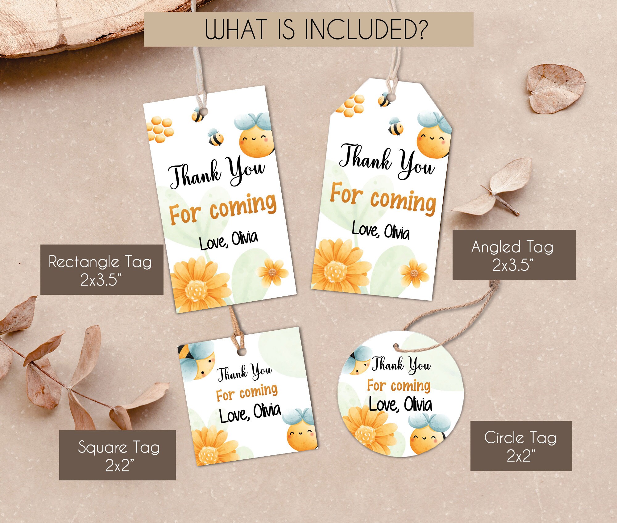 Bee Favor Tags, Editable Tags, Printable Favor Tags, 1st Bee-day ...