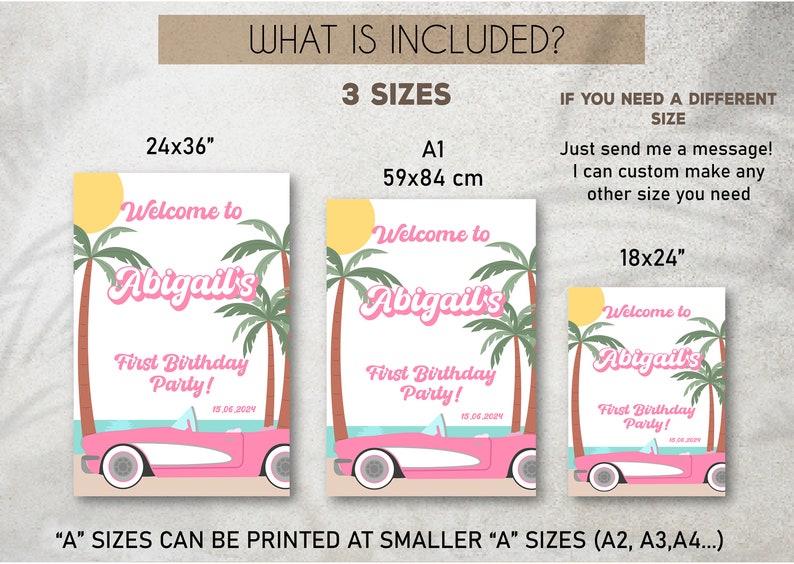 Editable Surf Birthday Welcome Sign Girl the Big One Birthday First ...