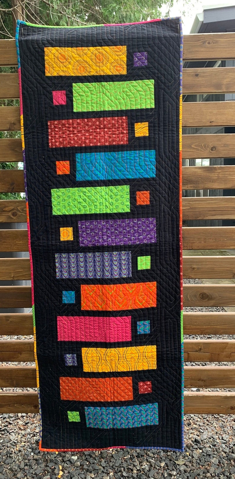 Bold and Colorful Quilted Table Runner - Etsy